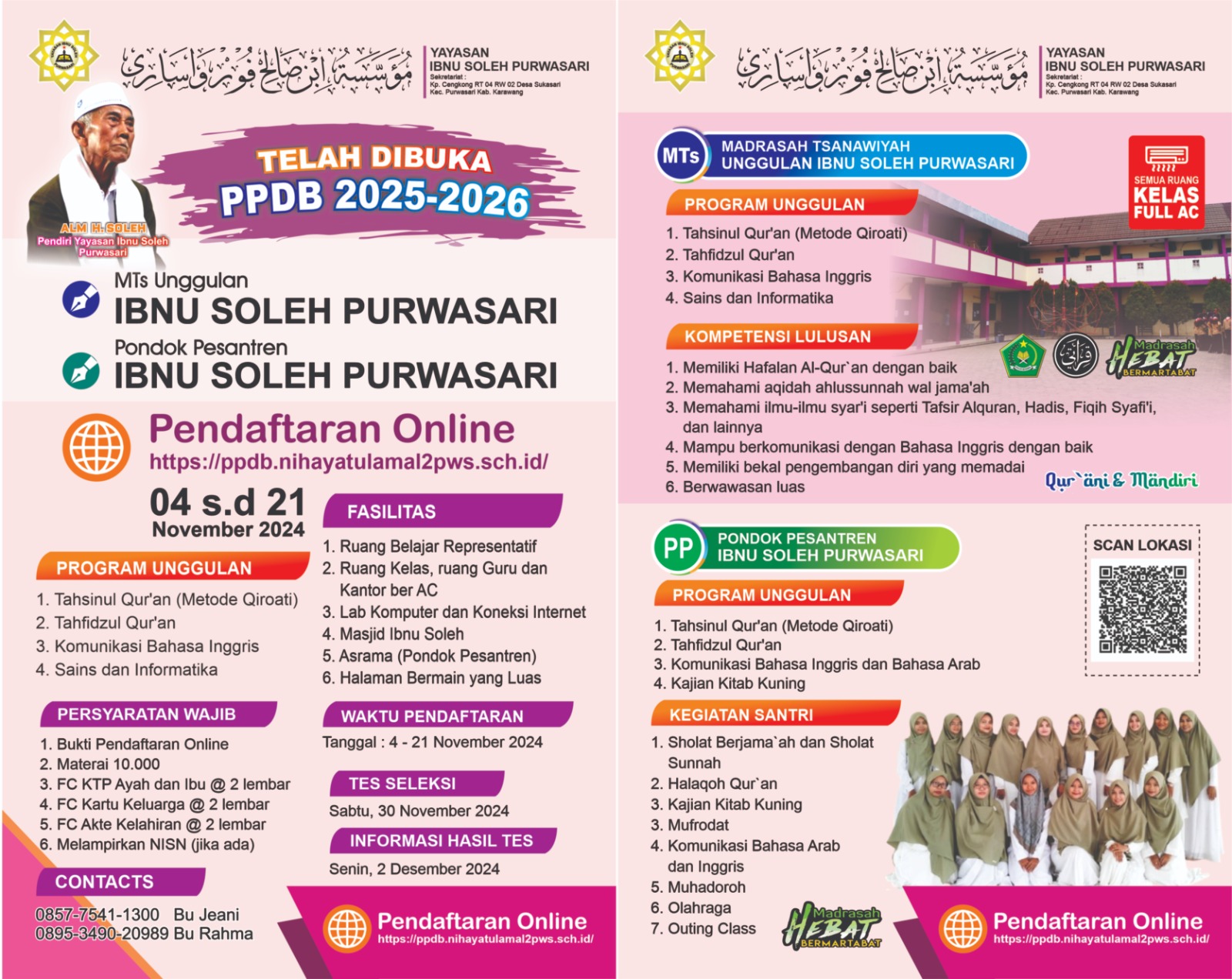 PPDB ONLINE MTS UNGGULAN IBNU SOLEH PURWASARI